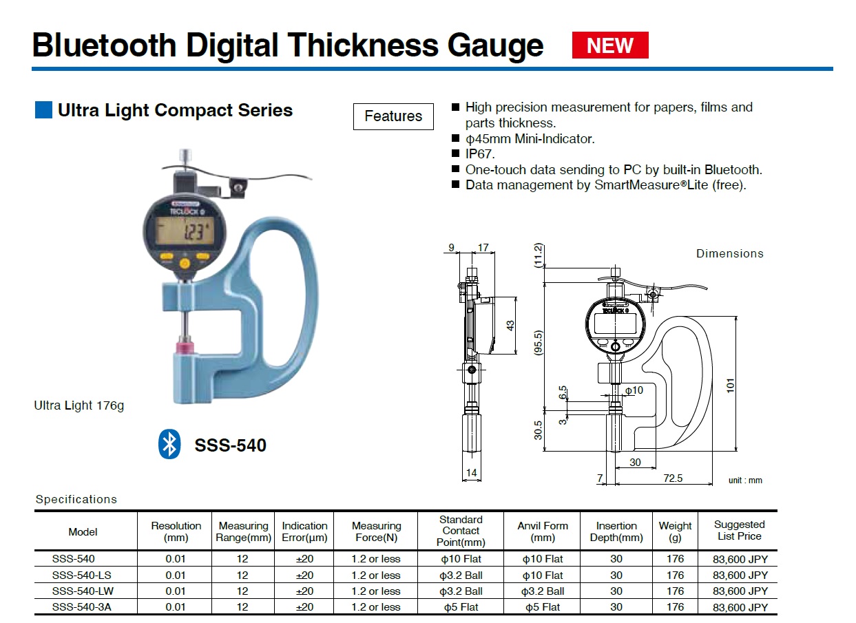 Ichiban Precision Sdn Bhd - Teclock - Teclock Bluetooth Digital Thickness Gauge, Bluetooth ...